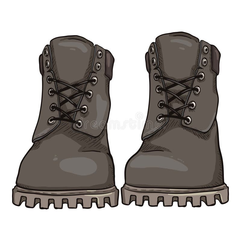 Cartoon Gray Work Boots. Front View Vector Illustration Stock Vector ...