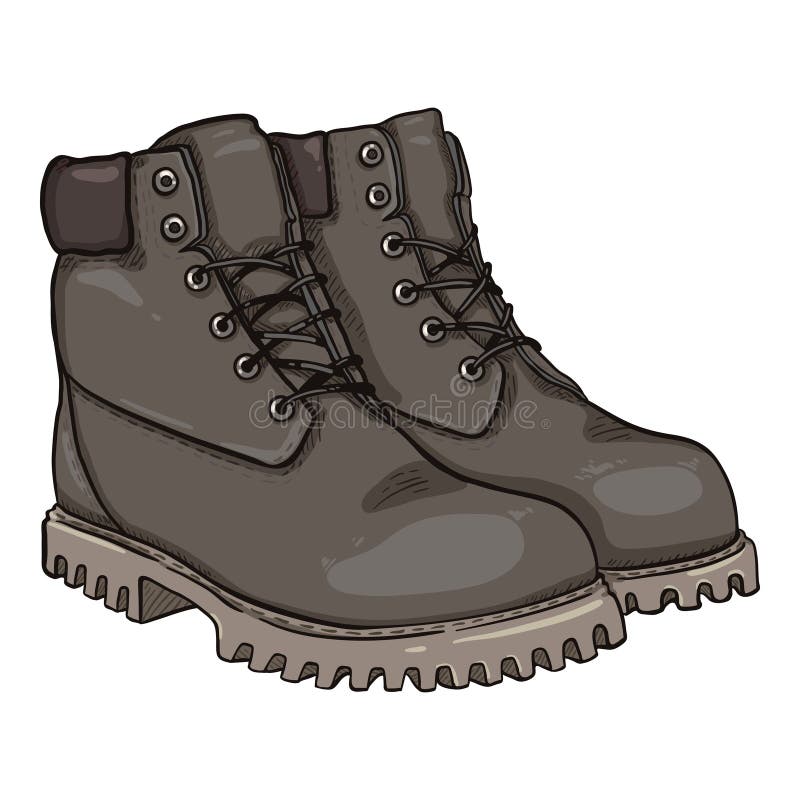 Cartoon Gray Work Boots. Vector Illustration Stock Vector ...