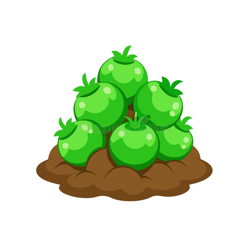 Cartoon Green Apples Stacked on Dirt Pile Illustration Stock Photo ...