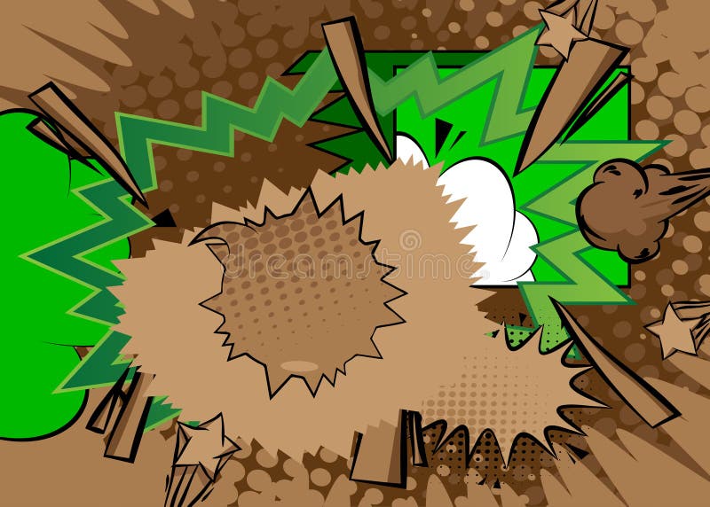 Cartoon Green and Blue Comic Book Background. Retro Vector Comics Pop ...