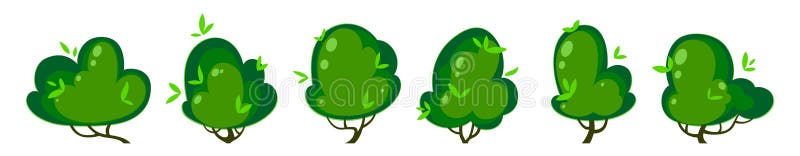 Cartoon Green Bushes, Vector Set Stock Vector - Illustration of flora ...