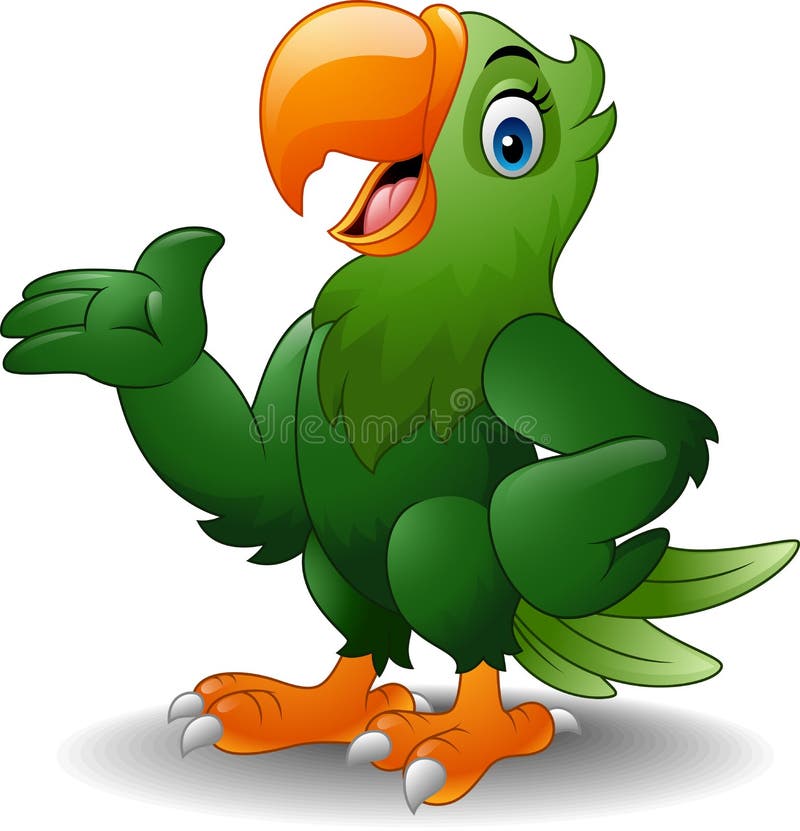 Angry Cartoon Green Parrot with Open Mouth Stock Vector - Illustration ...