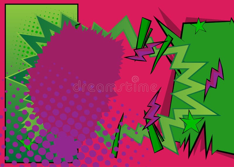 Cartoon Green and Purple Background, Comic Book Abstract Backdrop ...