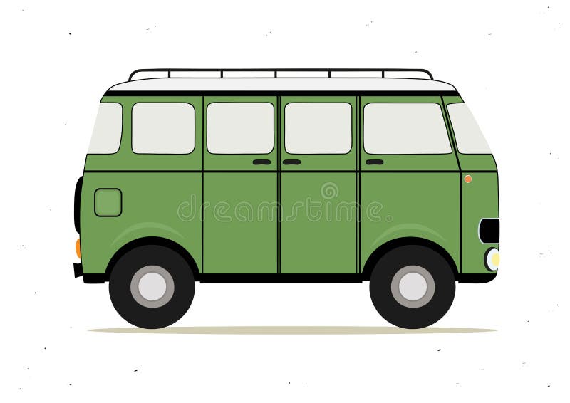 Cartoon Green Retro Bus. Decoration Pattern Stock Vector - Illustration ...