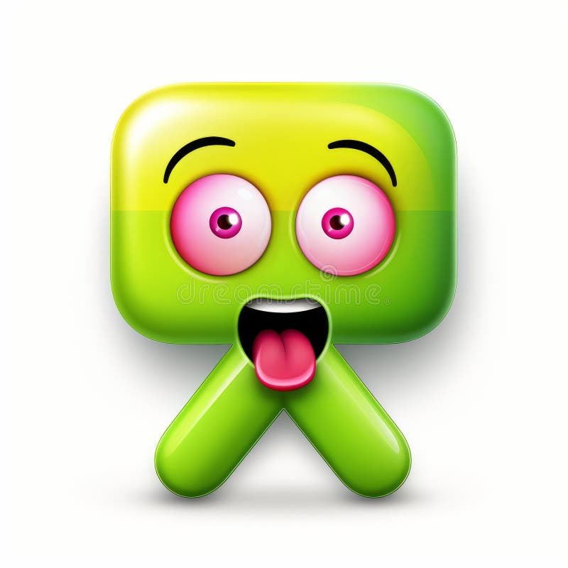 A Cartoon Green Square with Open Mouth and Tongue Stock Illustration ...