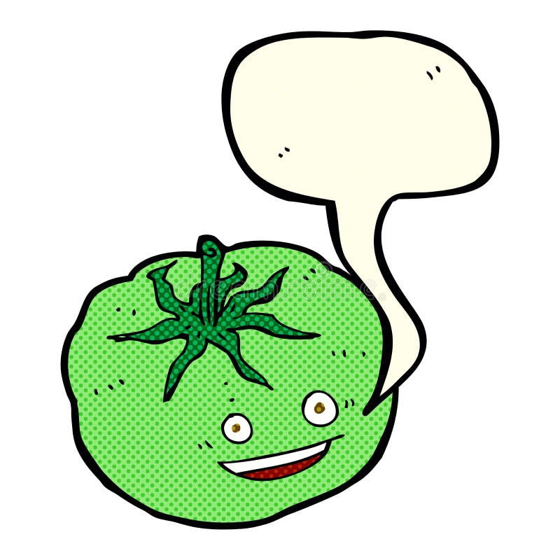 Cartoon Green Tomato with Speech Bubble Stock Illustration ...