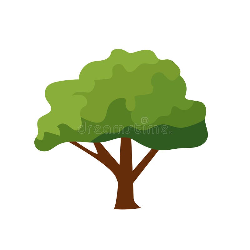 Green Tree Flat Vector Illustration Design, Cartoon Simple Tree Icon ...