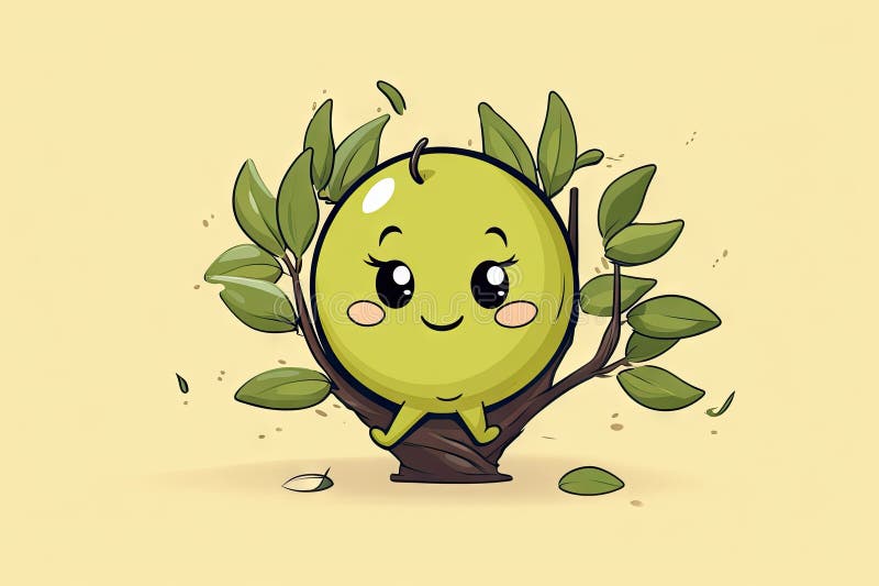 A Cartoon Green Tree with a Sad Face on it S Face. Generative Ai Stock ...
