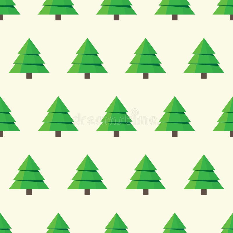 Cartoon Green Trees Seamless Pattern Stock Illustration - Illustration ...
