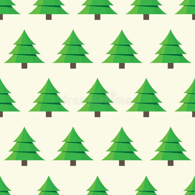 Cartoon Green Trees Seamless Pattern Stock Illustration - Illustration ...