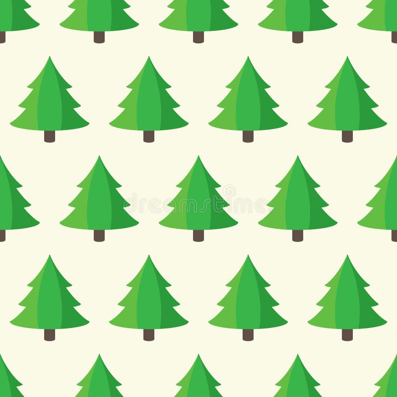 Cartoon Green Trees Seamless Pattern Stock Illustration - Illustration ...