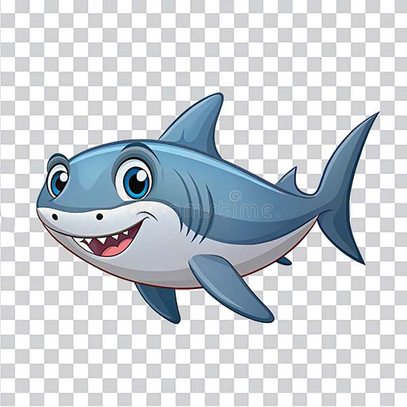 Cartoon Grey Shark Clipart Icon in Flat Vector Stock Illustration ...