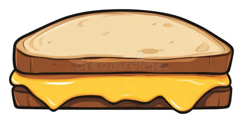 Cartoon Grilled Cheese Sandwich with Melting Cheese Stock Illustration ...