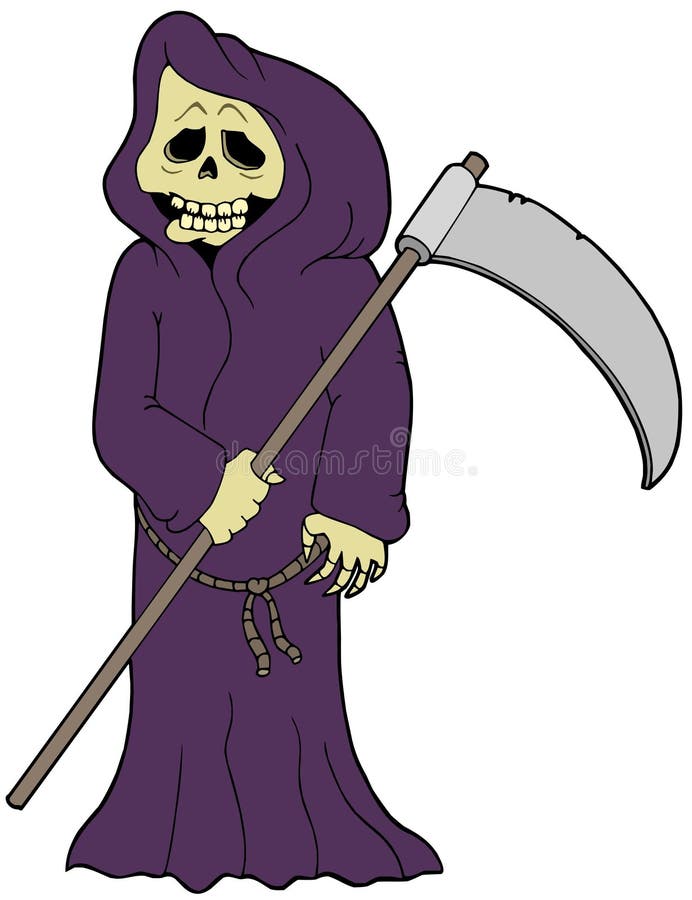 Grim Reaper Cute Cartoon Skeleton Halloween Vector Illustration Stock ...