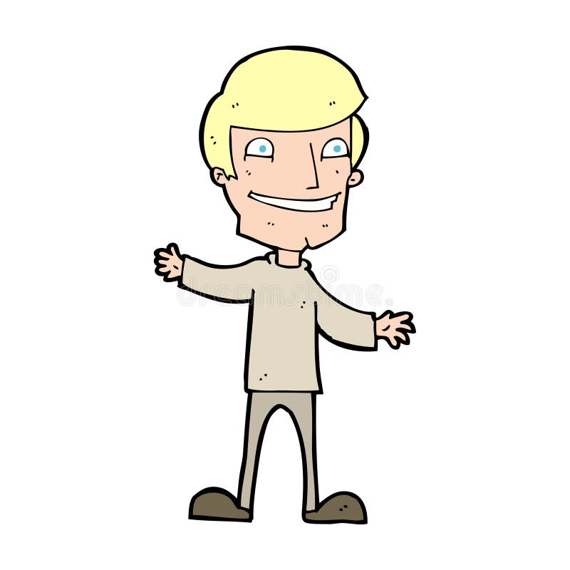 Cartoon grinning man stock vector. Illustration of hand - 37019386