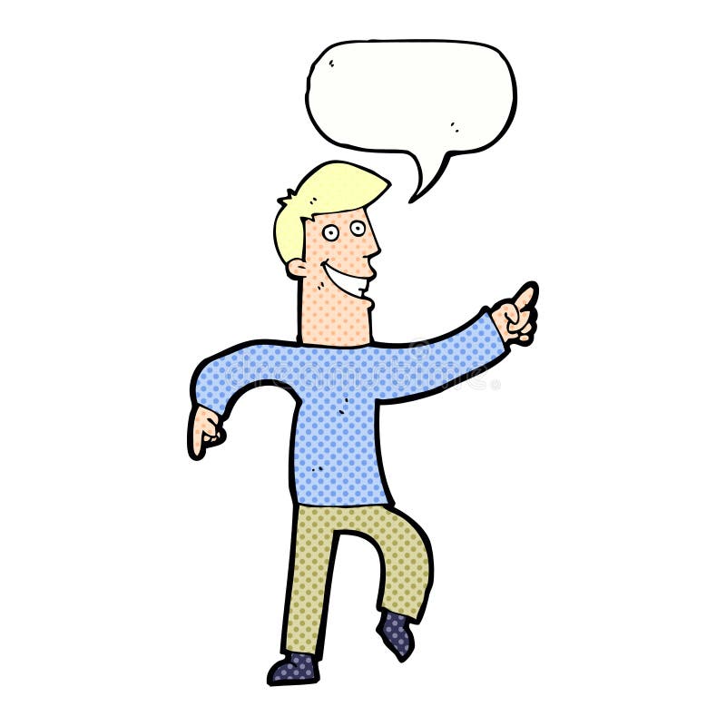 Cartoon Grinning Man with Speech Bubble Stock Illustration ...