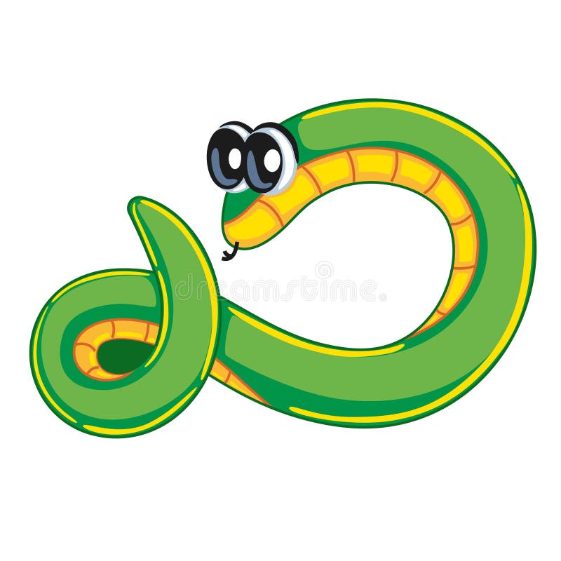 Cartoon Groene Slang Geïsoleerd Op Wit. Vector Illustratie ...