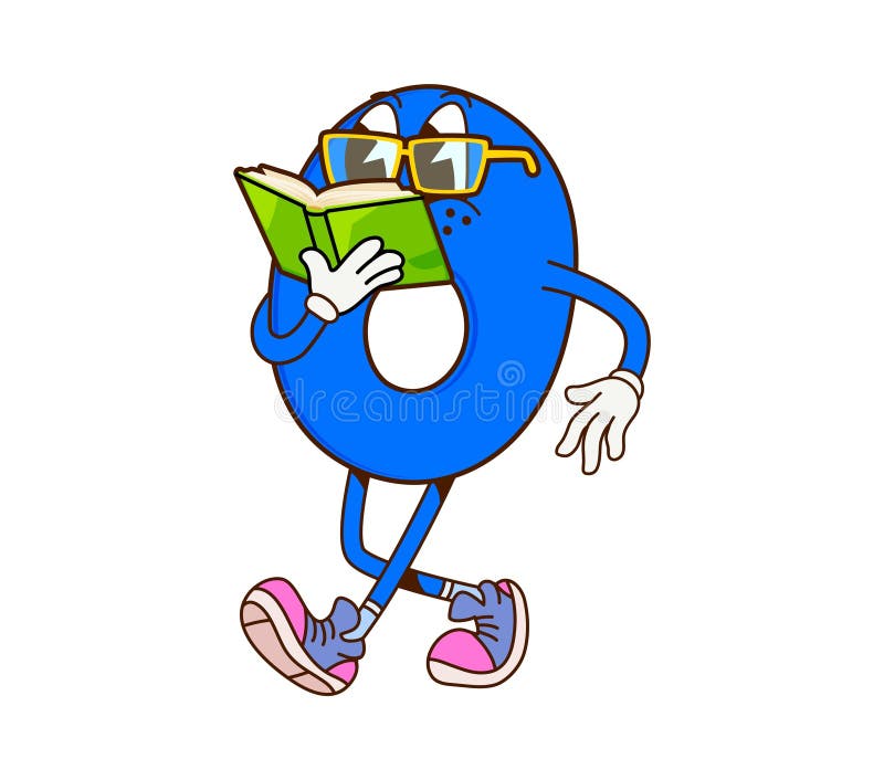 Cartoon Groovy Math Number Zero Reading Textbook Stock Vector ...