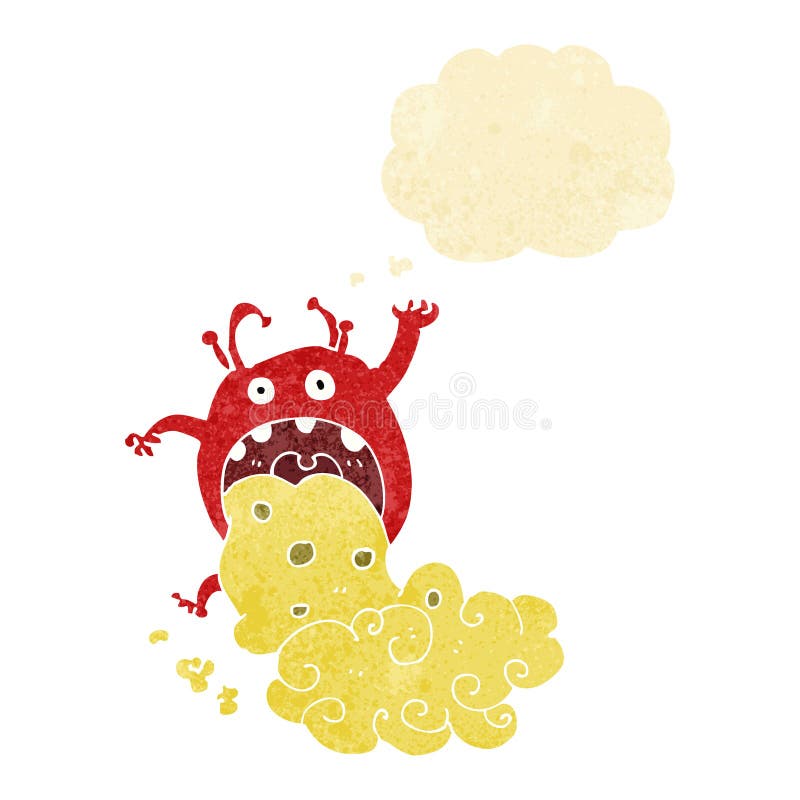 Cartoon Gross Monster Being Sick with Thought Bubble Stock Illustration ...