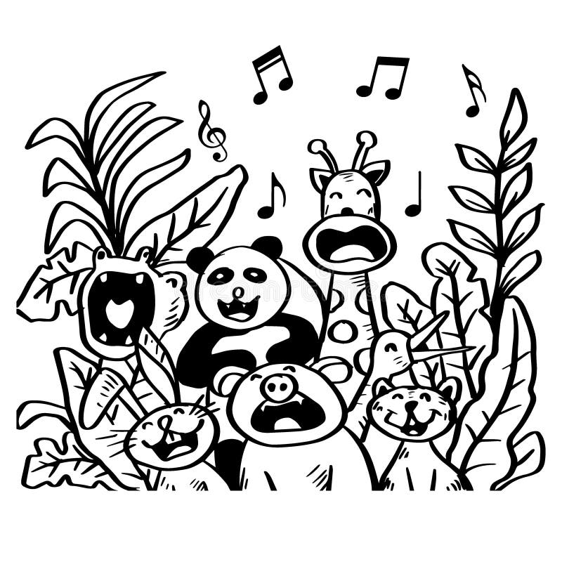 Cartoon Group of Animals Singing Stock Vector - Illustration of band ...