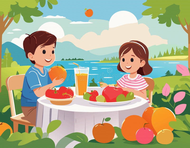 Boy Sitting Eating Lunch Break Stock Illustrations – 153 Boy Sitting ...