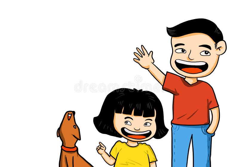 Cartoon Group of People Guiding and White Blank Background. Stock ...