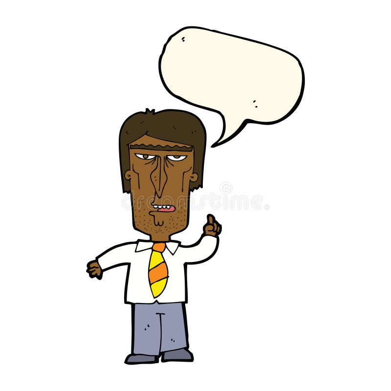 Cartoon Grumpy Boss with Speech Bubble Stock Illustration ...