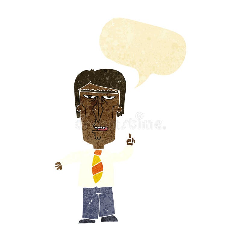 Cartoon Grumpy Boss with Speech Bubble Stock Illustration ...