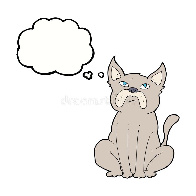 Cartoon Grumpy Little Dog with Thought Bubble Stock Illustration ...