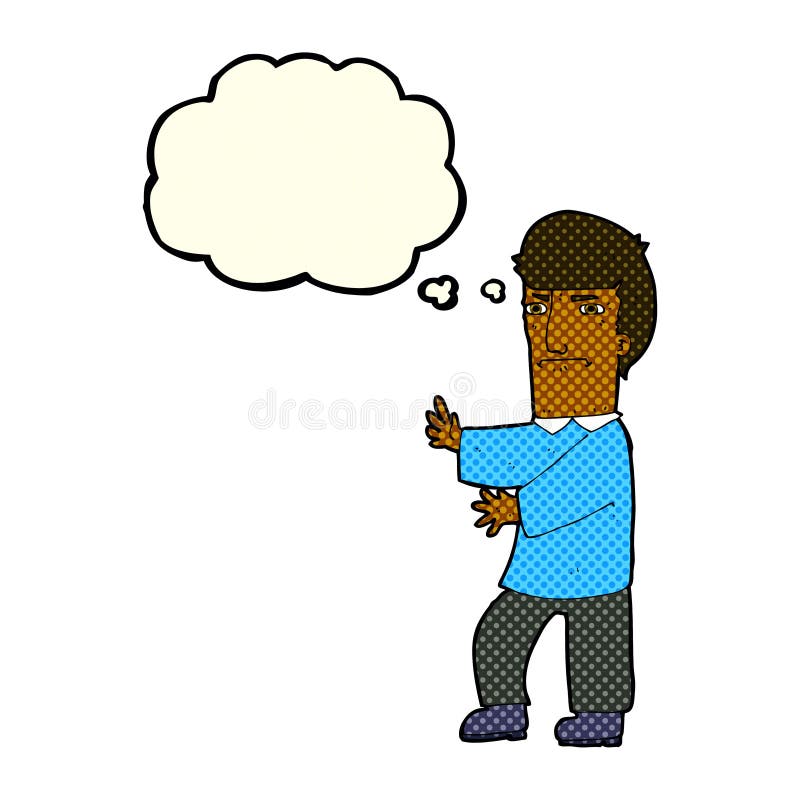 Cartoon Grumpy Man with Thought Bubble Stock Illustration ...