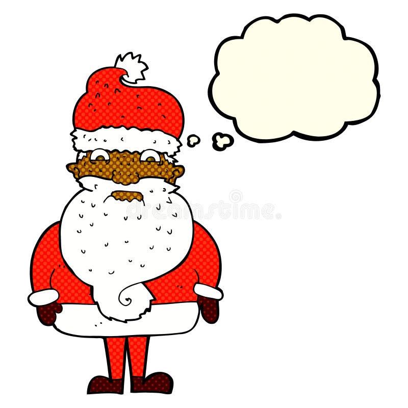 Cartoon Grumpy Santa Claus with Thought Bubble Stock Illustration ...