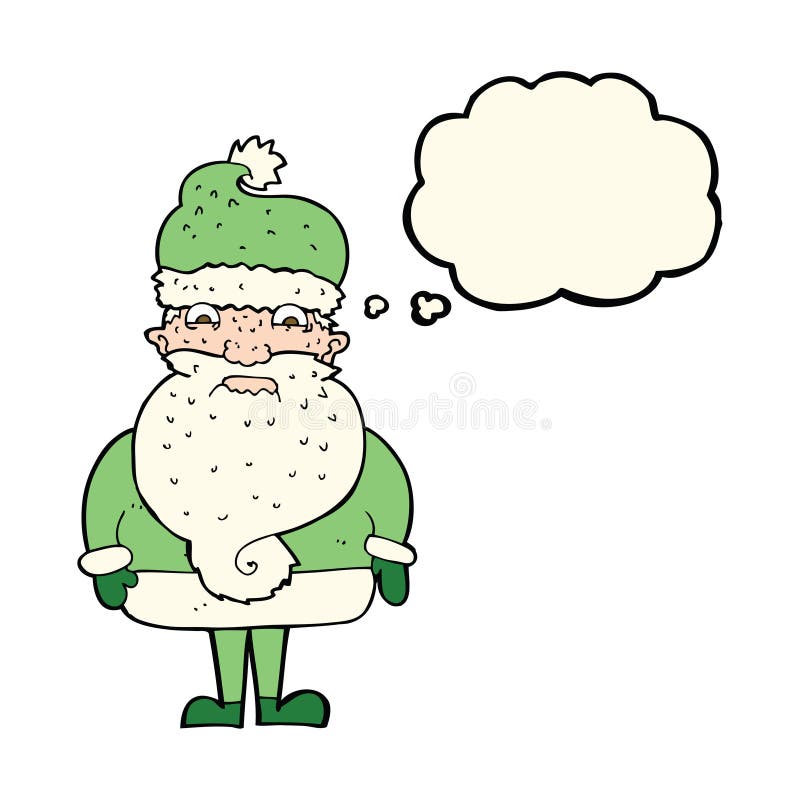 Cartoon Grumpy Santa Claus with Thought Bubble Stock Illustration ...