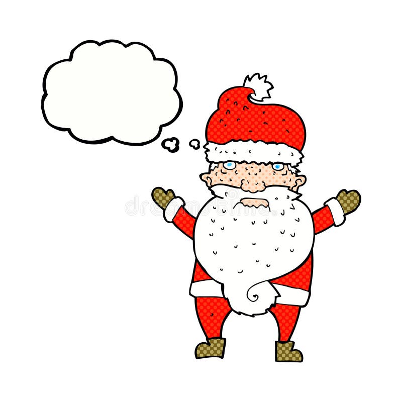 Cartoon Grumpy Santa with Thought Bubble Stock Illustration ...