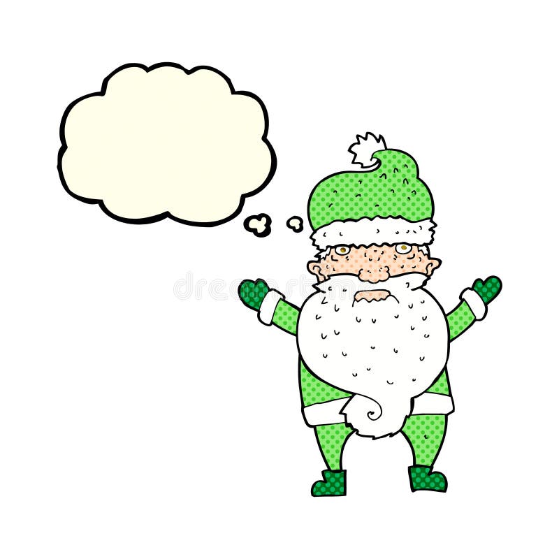 Cartoon Grumpy Santa with Thought Bubble Stock Illustration ...