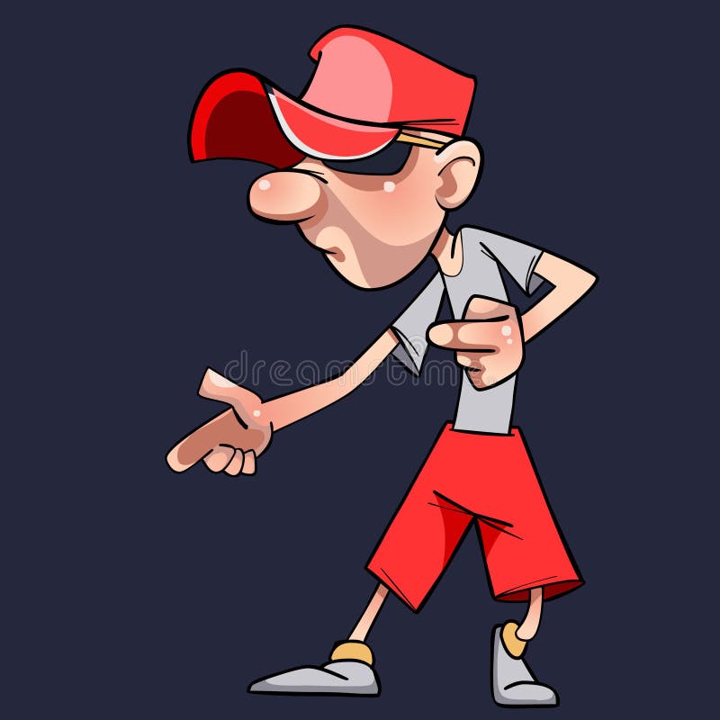 Cartoon Guy in the Cap Plays or Dances Stock Vector - Illustration of ...