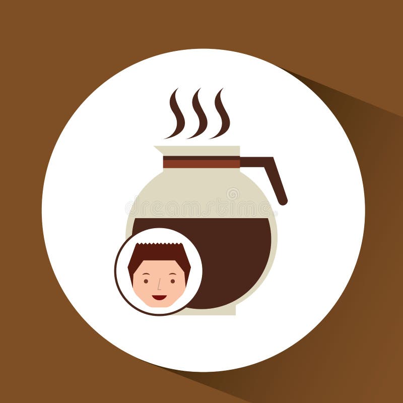 Cartoon Guy with Maker Coffee Design Icon Stock Illustration ...