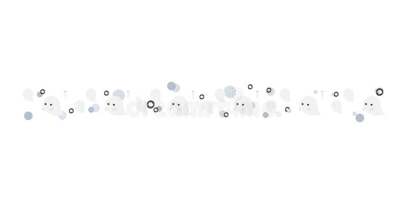Cartoon Halloween Decorative Border with Flying White Ghost and Bubble ...