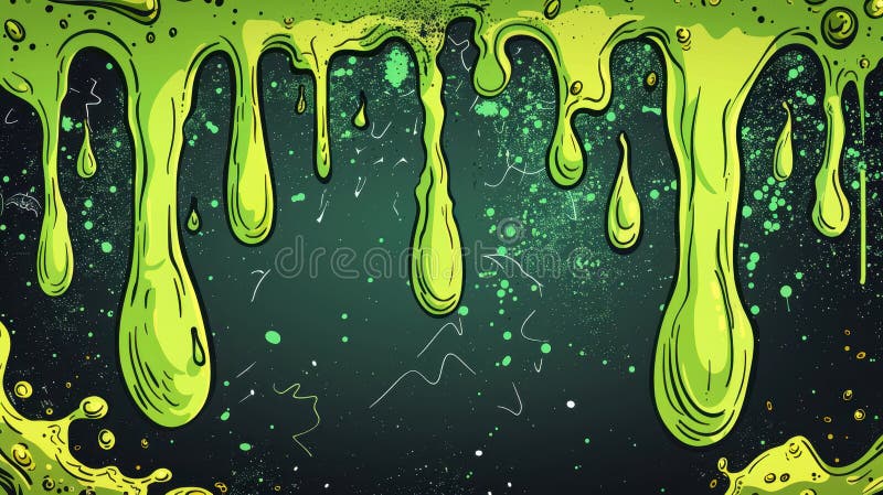 Cartoon Halloween Frame Featuring Dripping Green Slime and Empty Copy ...