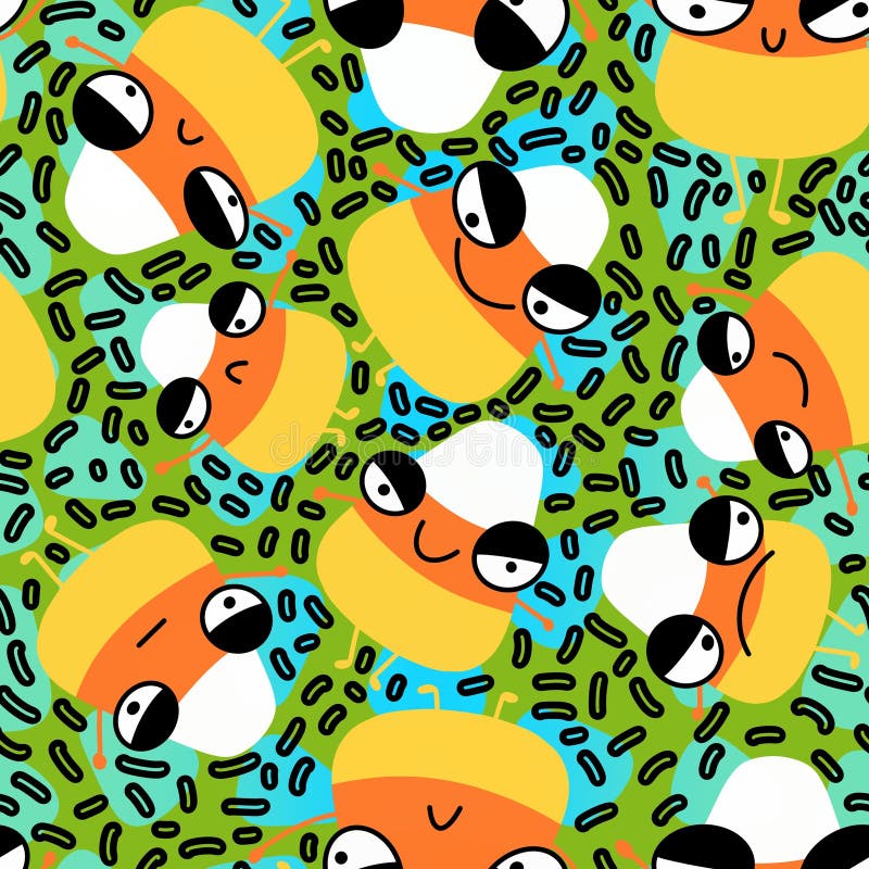 Cartoon Halloween Sugar Monsters Seamless Candy Corn Pattern Stock ...