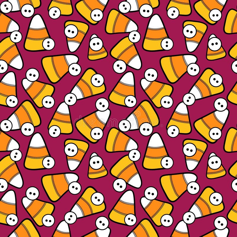 Cartoon Halloween Sugar Monsters Seamless Candy Corn Pattern Stock ...