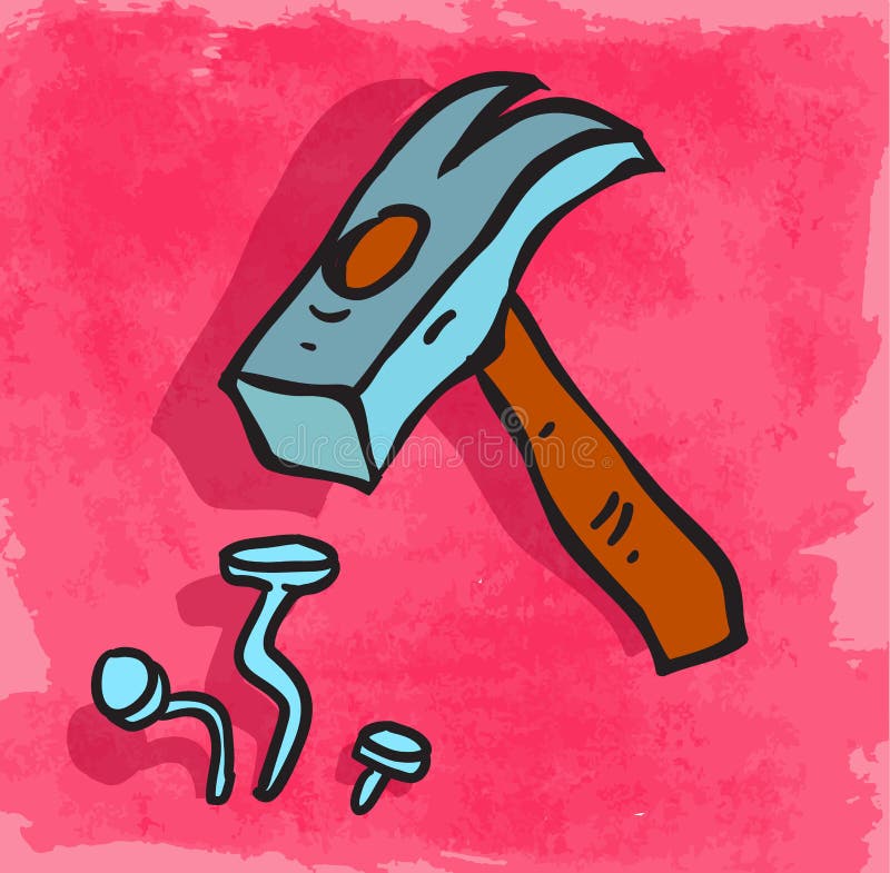 Cartoon Hammer Illustration, Vector Icon Stock Vector - Illustration of ...