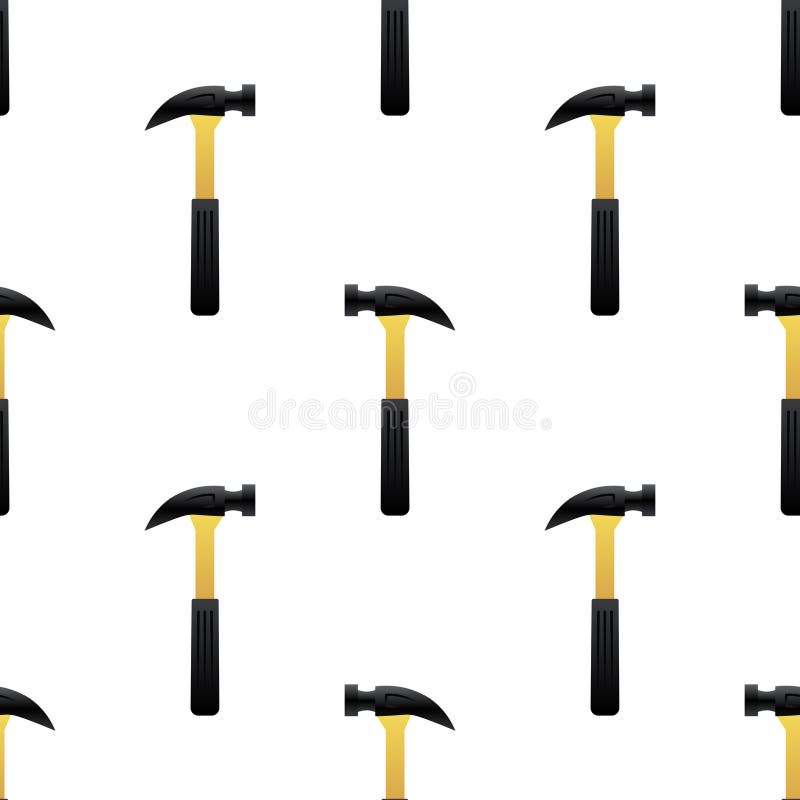 Cartoon Hammer Seamless Pattern, Vector. Stock Vector - Illustration of ...