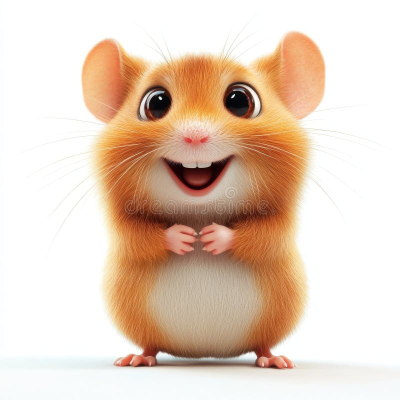 A Cartoon Hamster with a Joyful Expression is Sitting Contentedly Stock ...