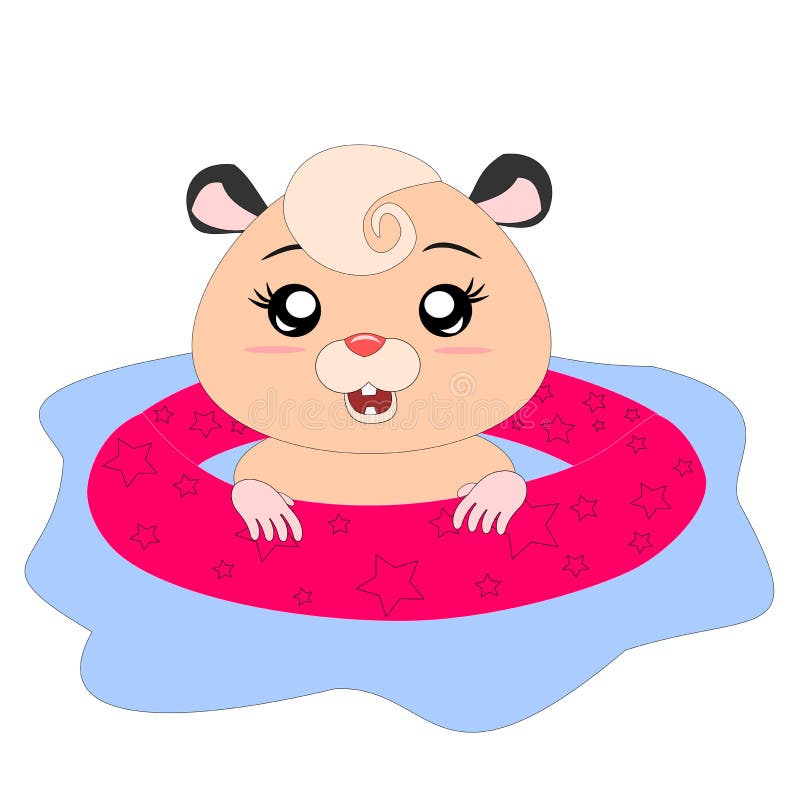 Cartoon Hamster with Rubber Ring Stock Vector - Illustration of ring ...