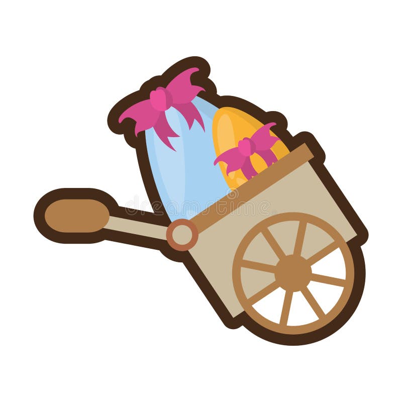 Cartoon Hand Cart with Easter Eggs Stock Illustration - Illustration of ...