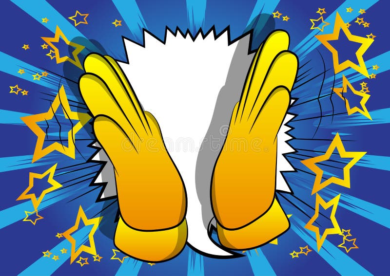 Cartoon Hand Clapping On Comic Book Background. Stock Vector ...