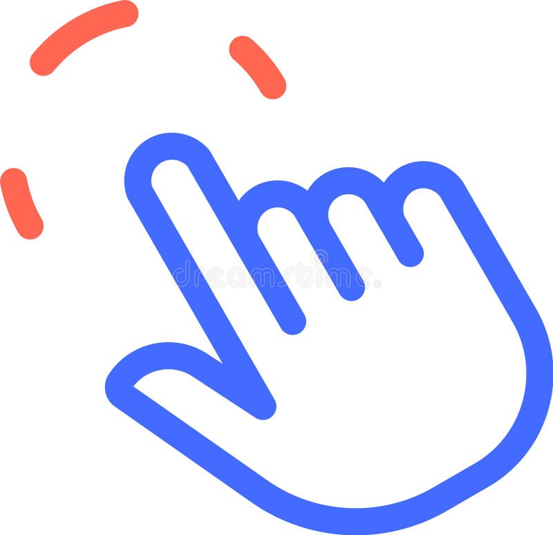 Cartoon Hand Cursor with Index Finger Extended, Clicking and Making Red ...