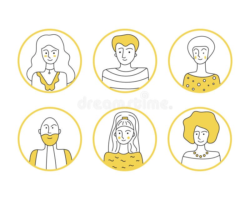 Cartoon Hand Drawn Doodle Flat Characters Isolated Stock Vector ...