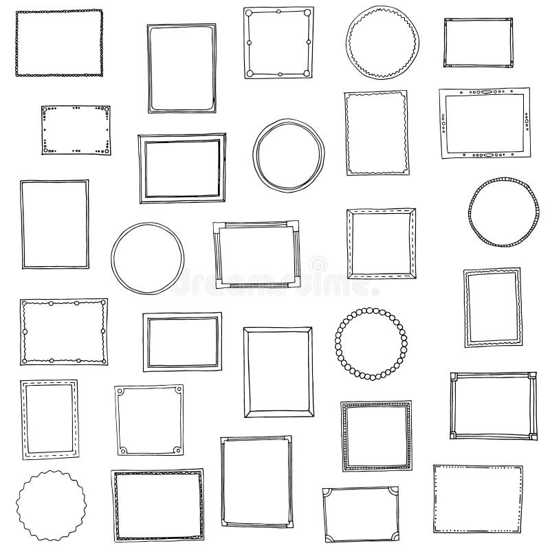 Hand Drawn Frames Set in Cartoon Style Stock Vector - Illustration of sketch, collectionn: 189572697