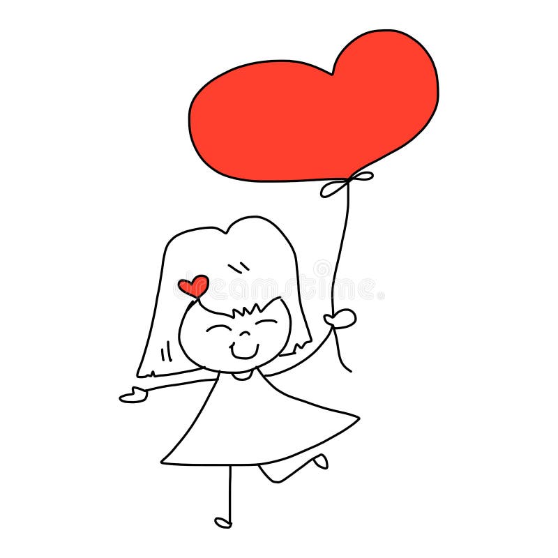 Cartoon Hand-drawn Happy Kid Stock Illustration - Illustration of smile ...